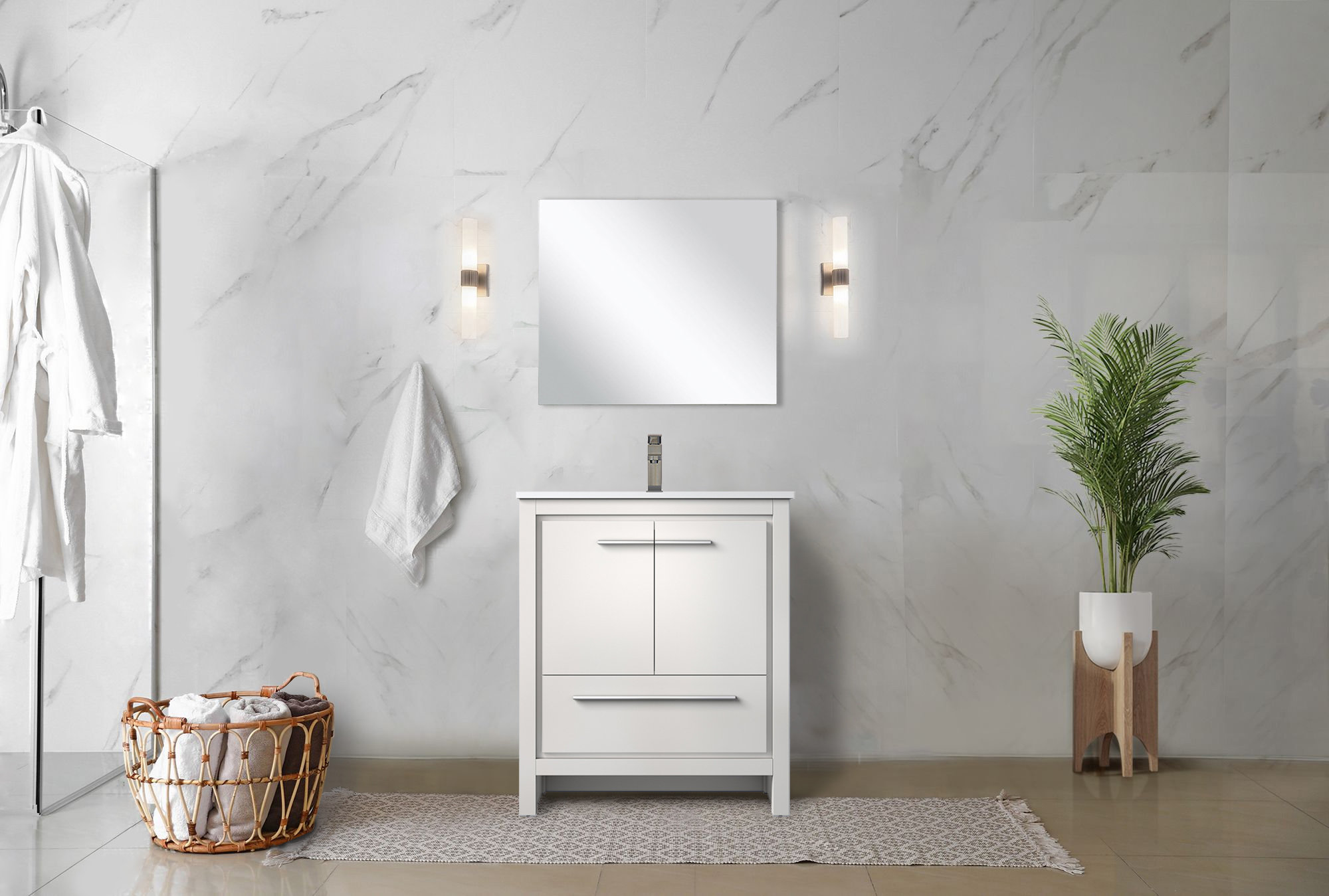Lexora Lafarre 30" W x 20" D Single Vanity, Cultured Marble Top, 28 ...