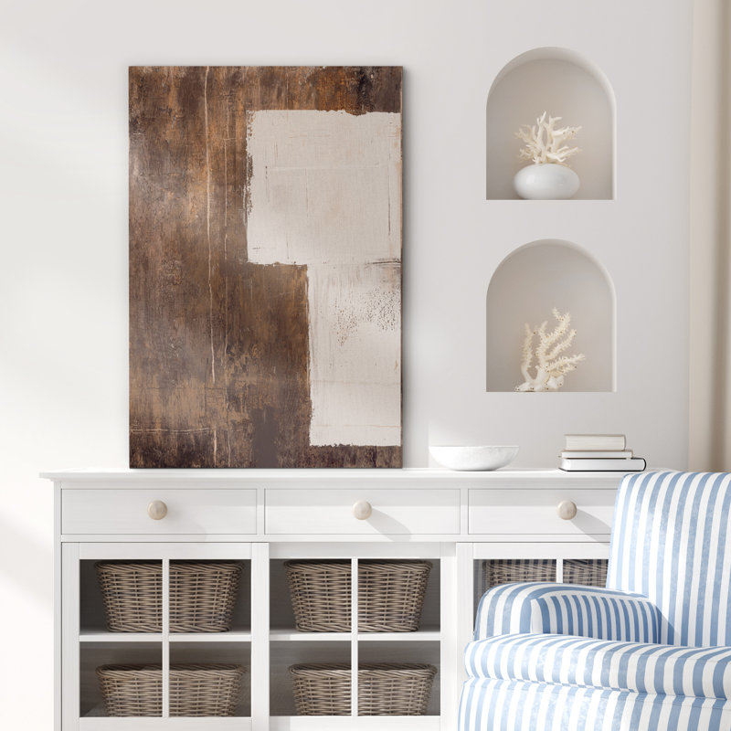 IDEA4WALL Mid Century Shape Dark Brown Neutral Abstract Shapes Large ...