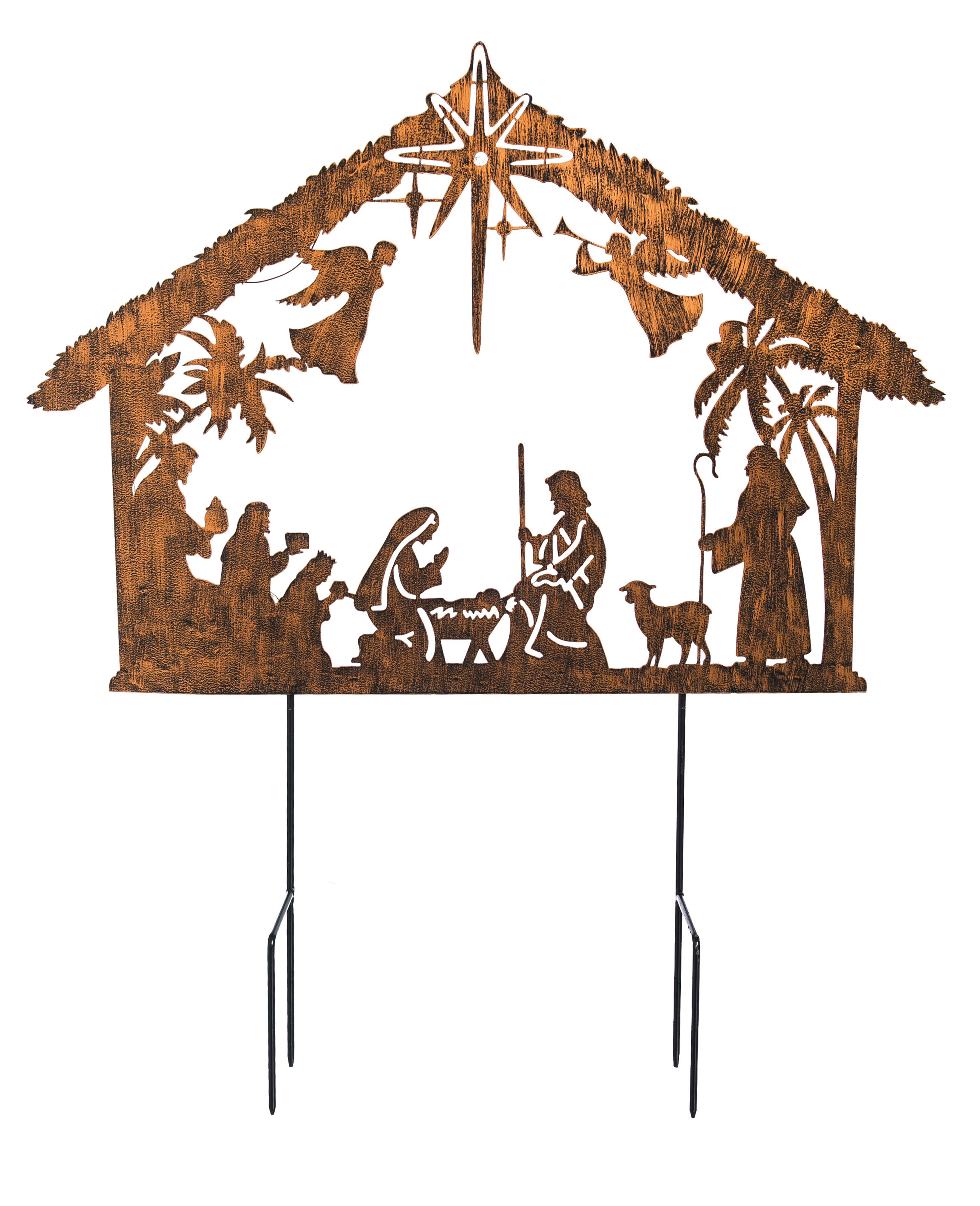 Trinx Illuminated Nativity Solar Metal Garden Stake & Reviews | Wayfair