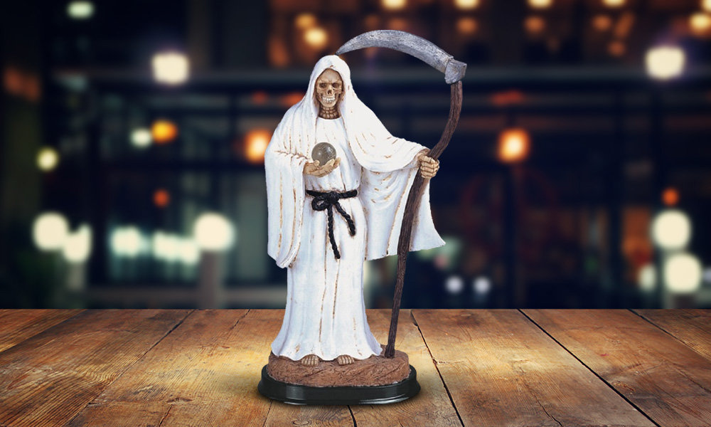Trinx 12"H White Santa Muerte Holding Scythe Holy Figurine Unique Gifts ...