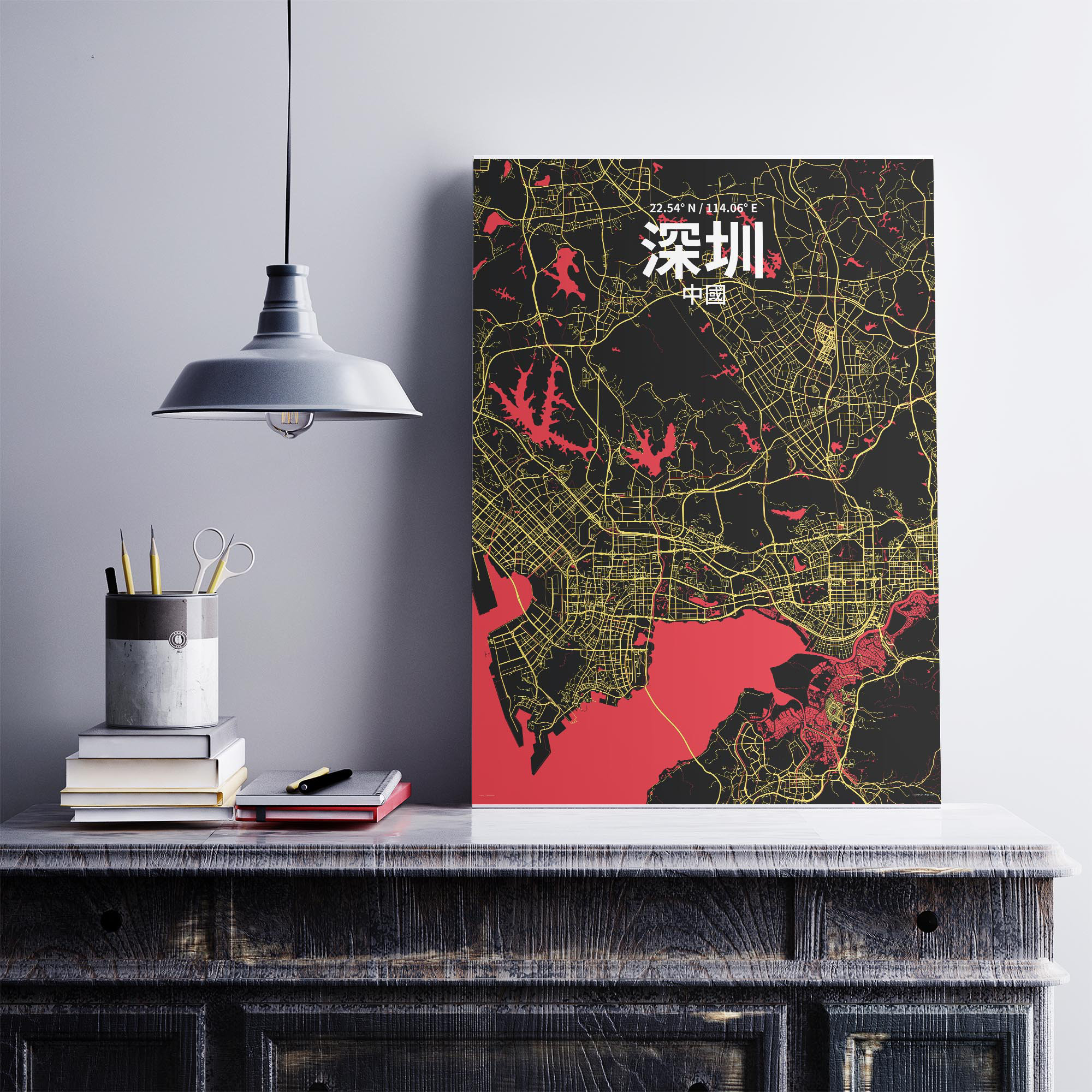17 Stories Shenzhen (Traditional Chinese) City Map Graphic Art In ...