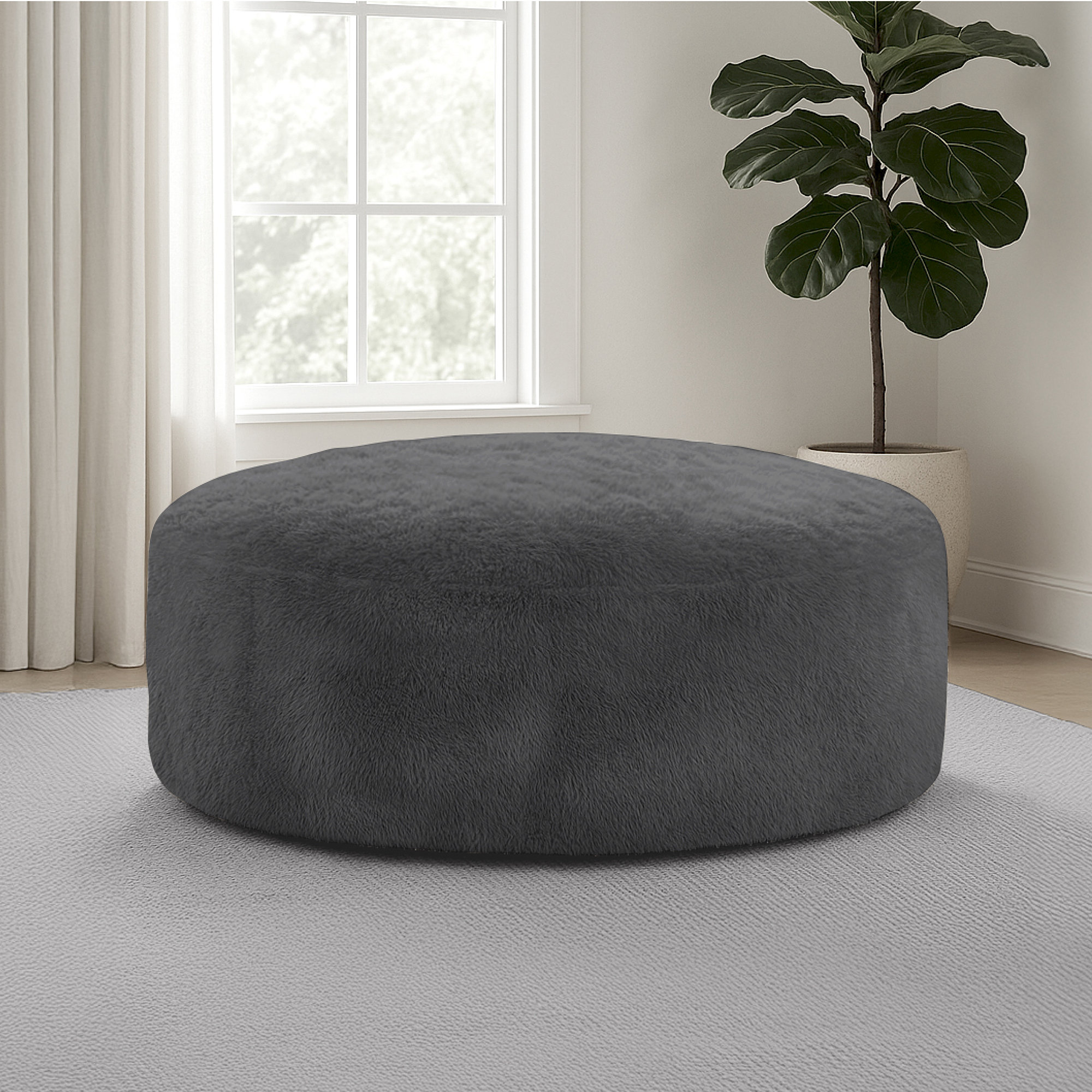 Lounge and Co Big Round Faux Fur Bean Bag Chair - Wayfair Canada