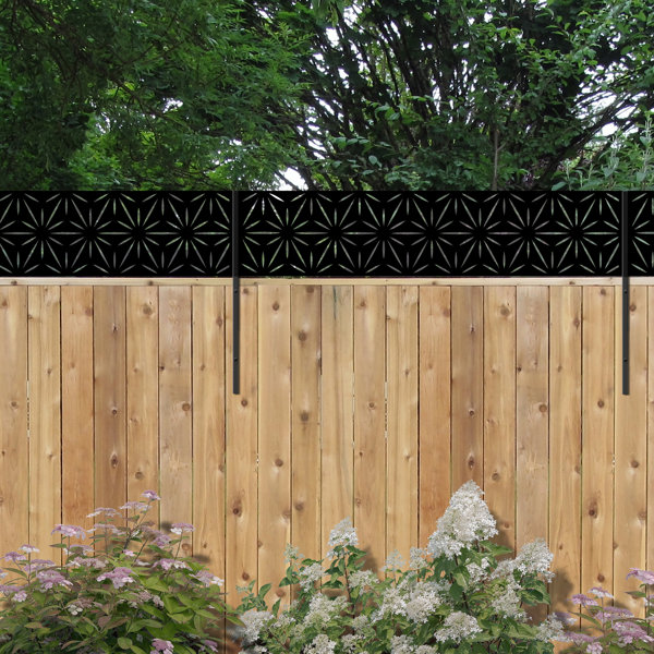 OUTDECO 16"x72" Stars Galvanized Steel Wall and Fence Extension Privacy ...