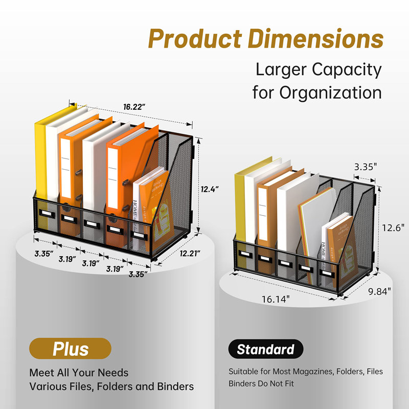 Rebrilliant Desk Organizers Magazine Binder Folder Holder With 5 ...