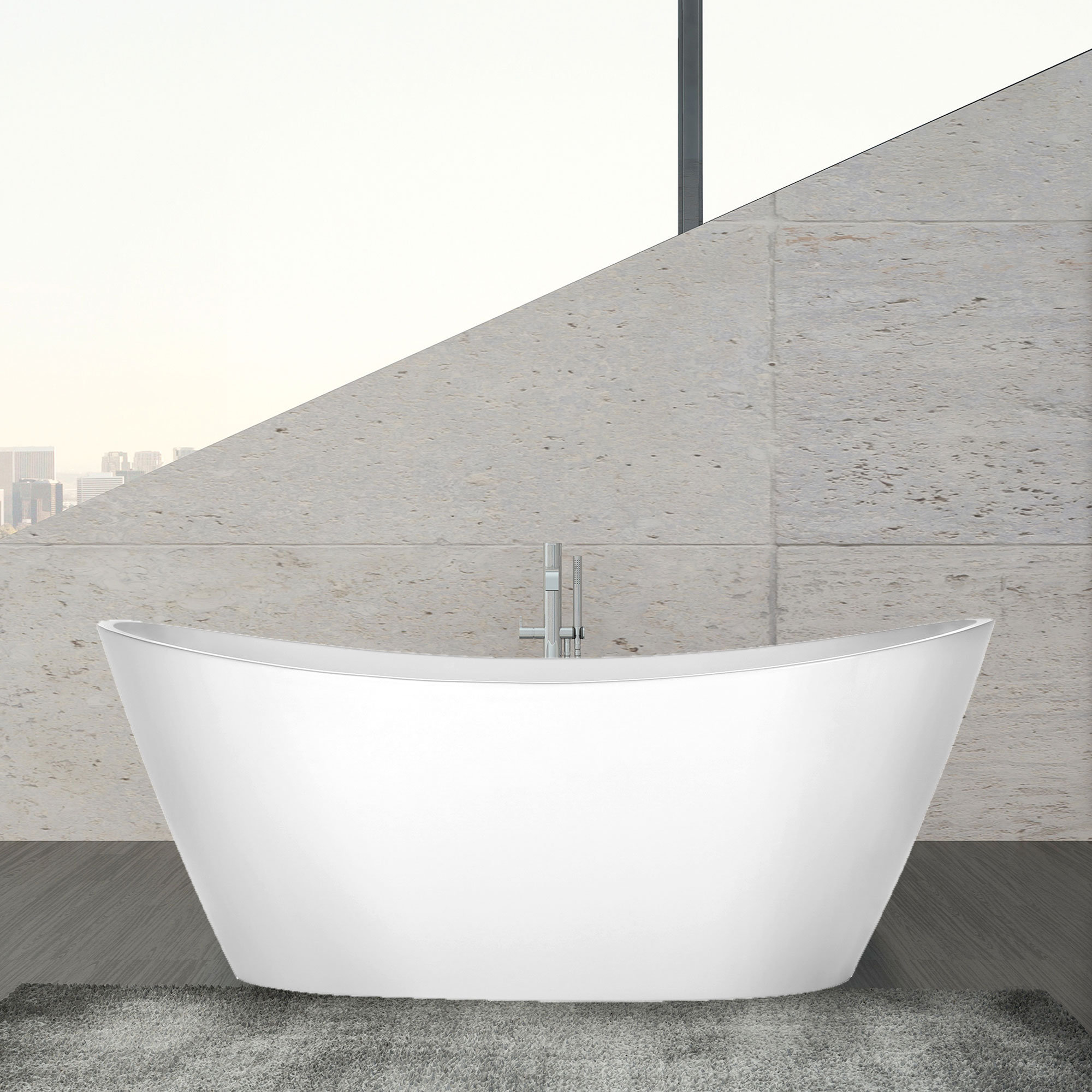 Empava Luxury 29" Freestanding Soaking Fiberglass Bathtub | Wayfair