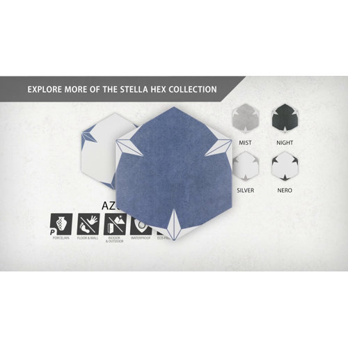 Merola Tile Stella Hex 9" x 10" Porcelain Pattern Wall & Floor Tile ...
