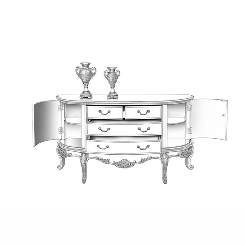 Vivid Space Creation European style painted carved half round sideboard ...