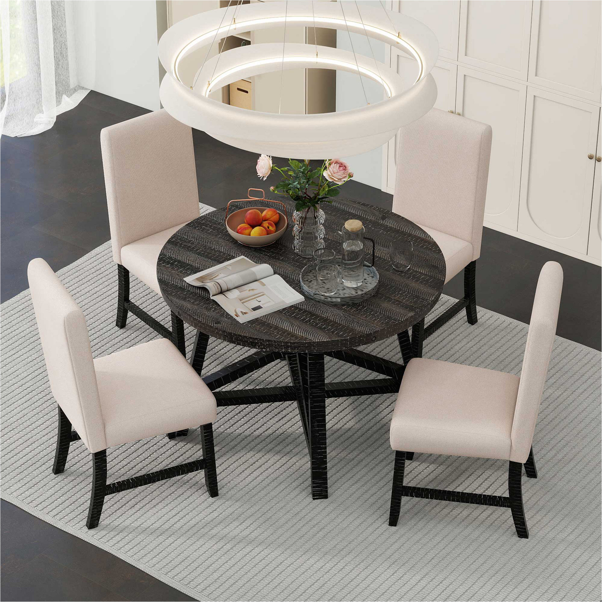 Ophelia & Co. 5-Piece Retro Functional Dining Set With Extendable Round ...