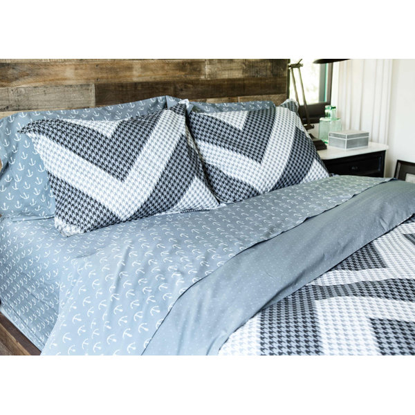 Thread Experiment Houndstooth Traditional Cotton Percale Comforter Set ...