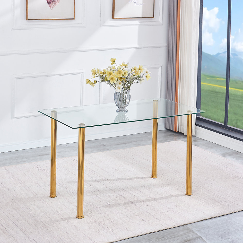 Mercer41 Wrought Studio™ Rectangular Glass Dining Table With Clear ...