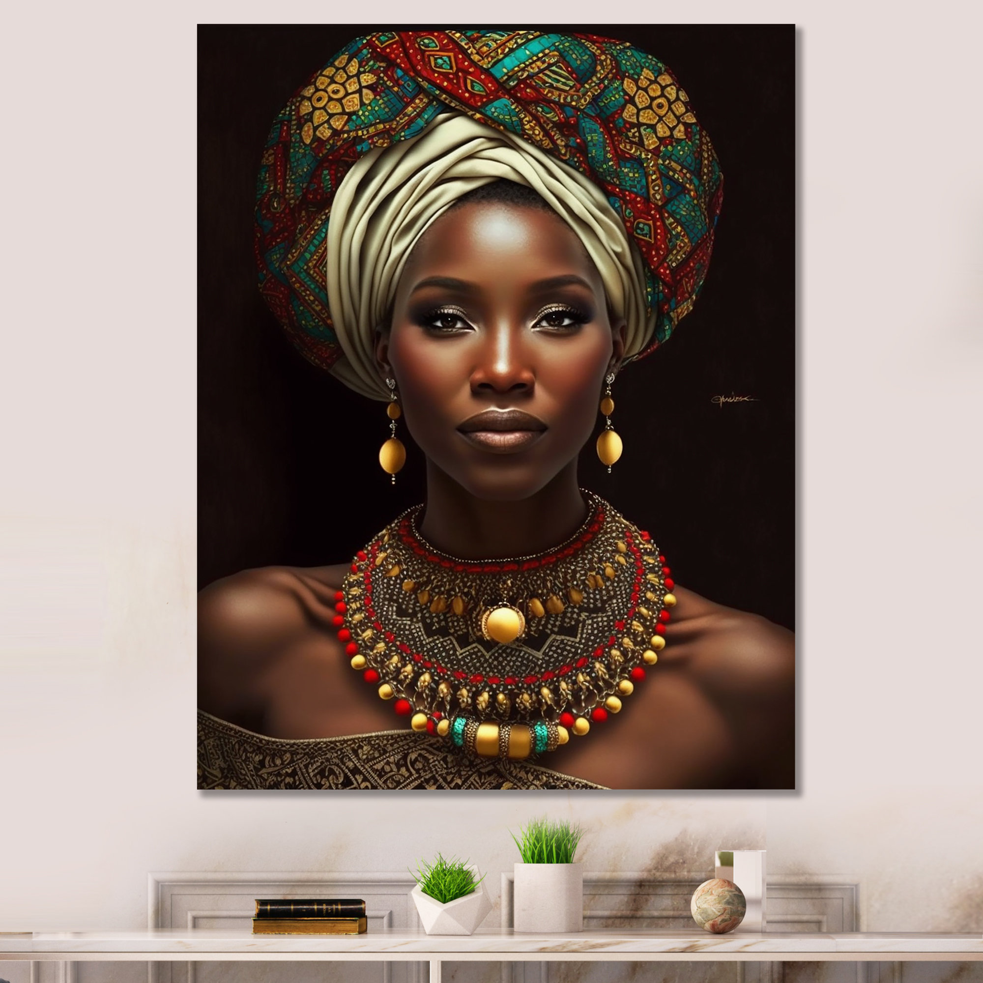 Mercer41 Elliyah African Queen With Tradtional Necklace On Canvas Print ...