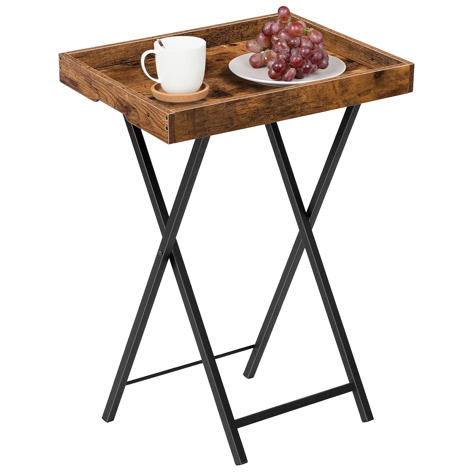 17 Stories Industrial Brown Folding Tv Tray Table - Removable Serving ...