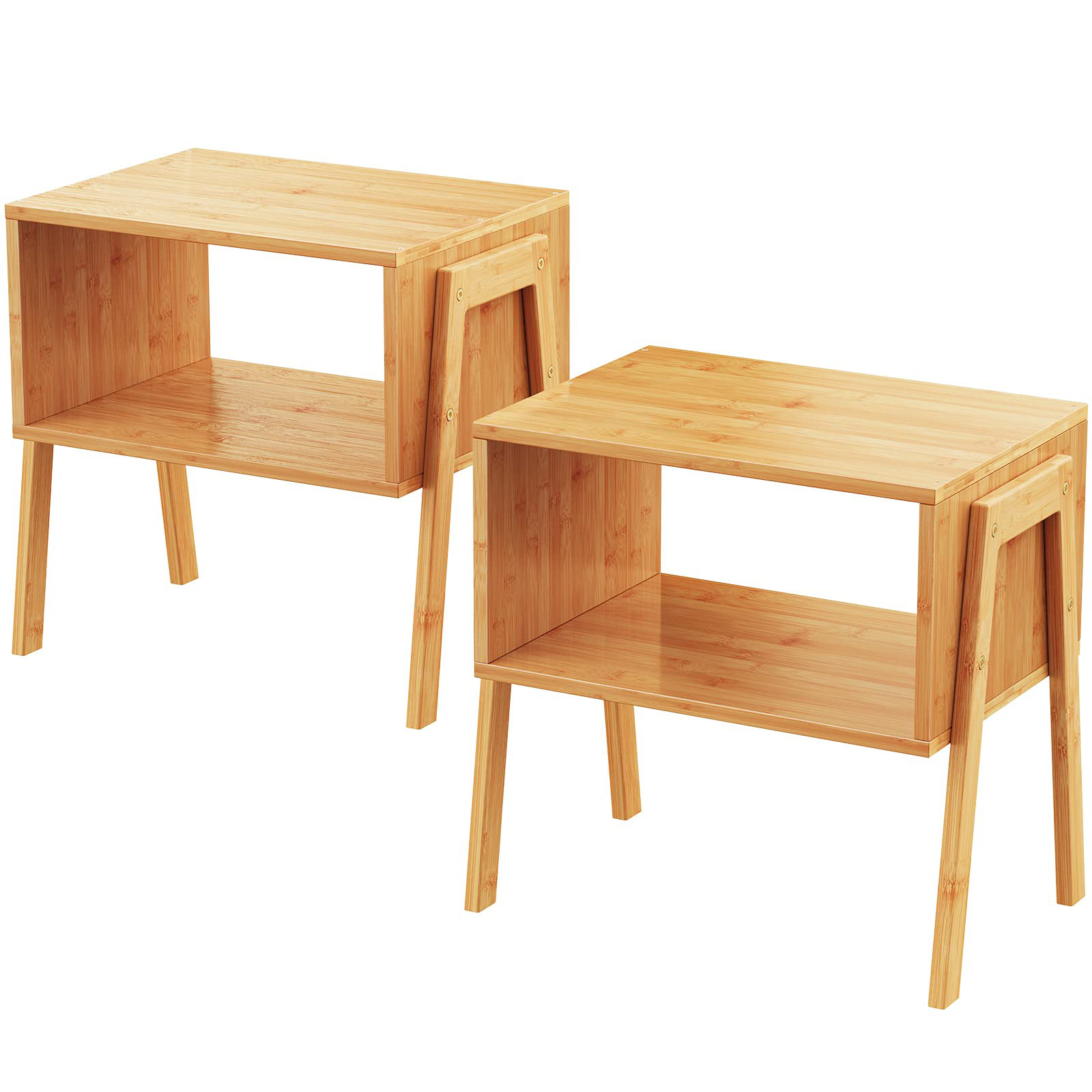 Corrigan Studio® Bamboo Stackable End Tables, Wood Living Room ...