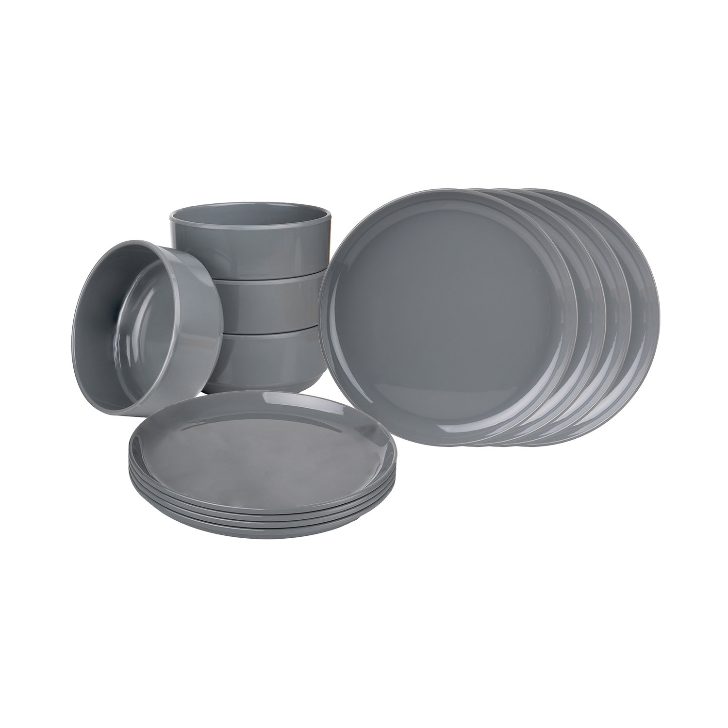 Godinger Silver Art Co Stacking Melamine 12 Piece Dinnerware Set ...