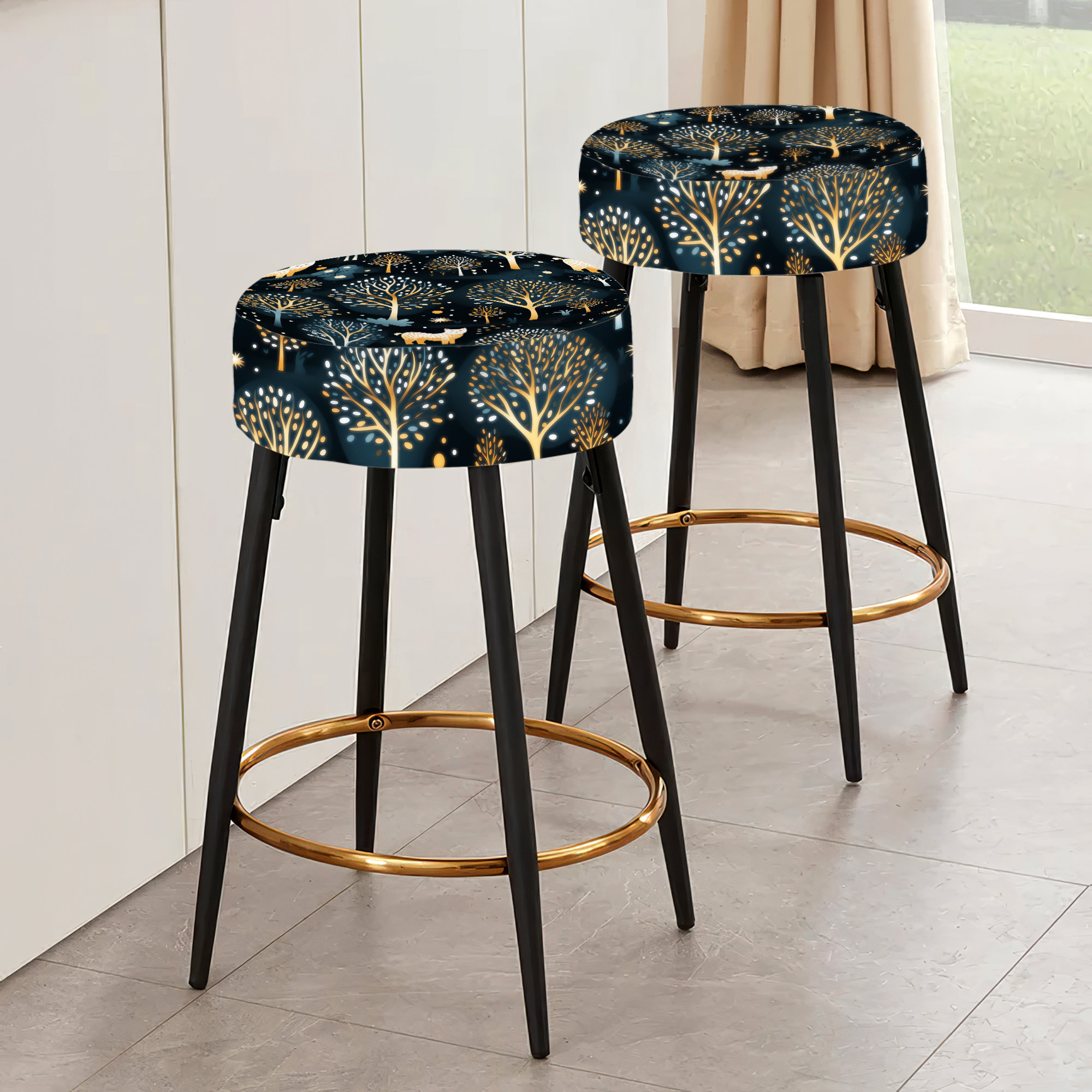 Winston Porter Wylen - Animal Print Bar Stools Set Of 2 | Wayfair