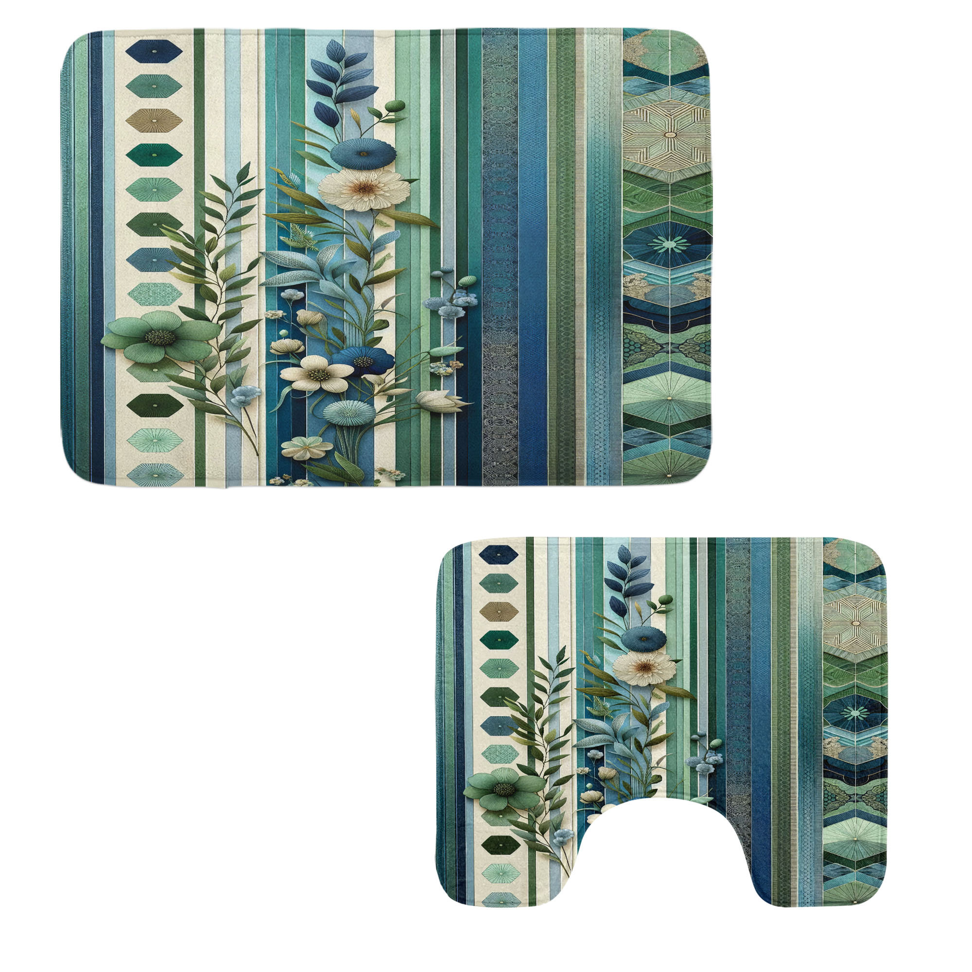 East Urban Home Bohemian Bathroom Rug Set 2 Pieces Rectangle & Contour ...
