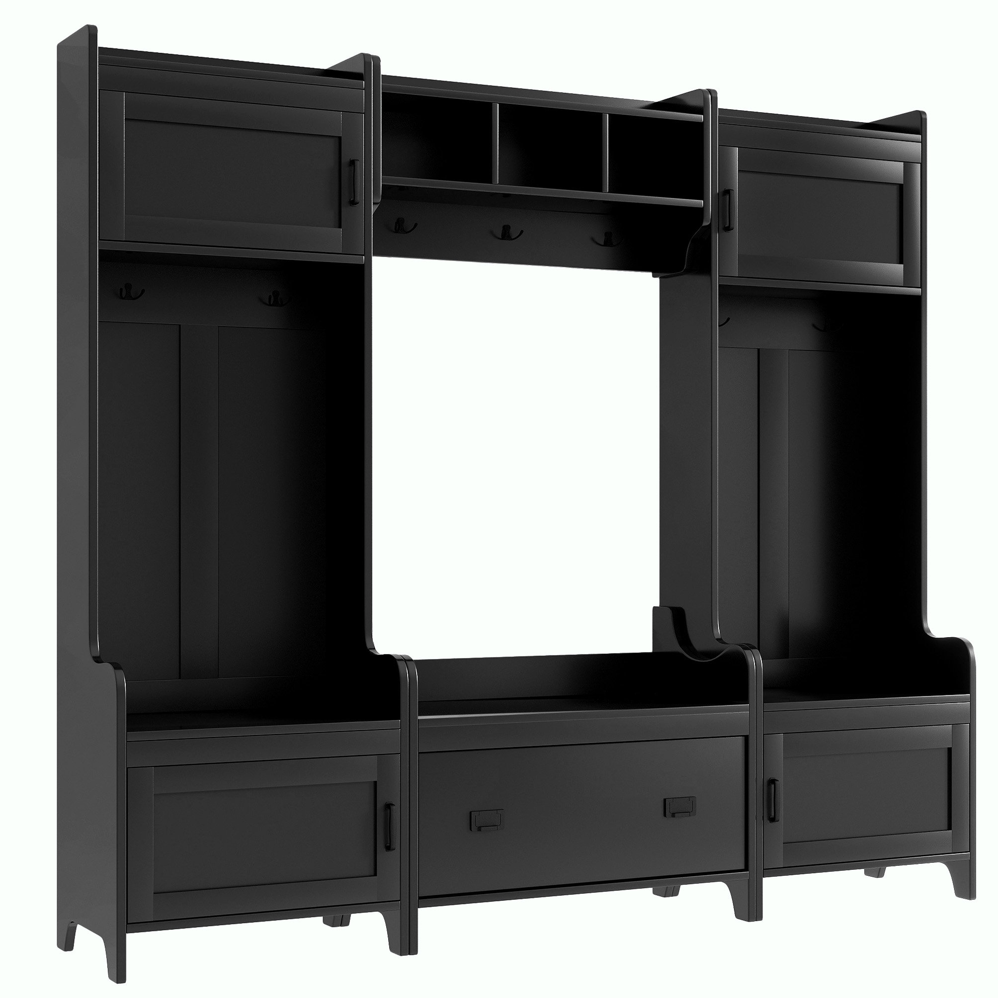 Red Barrel Studio® Entryway Bench Hall Tree with Ample Storage Drawer ...