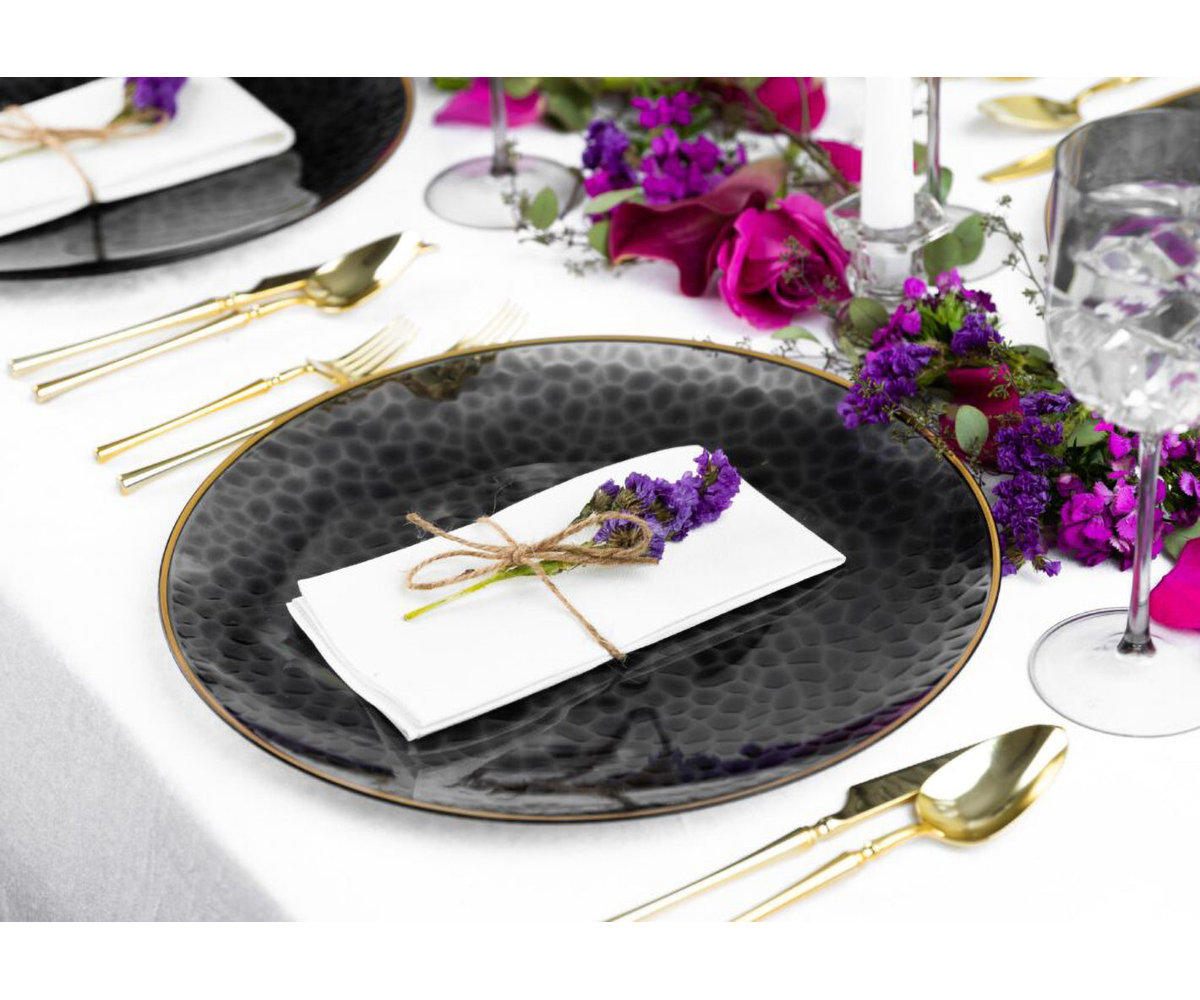 Ecoquality 13 Inch Round Hammered Translucent Plates 32 Guests | Wayfair