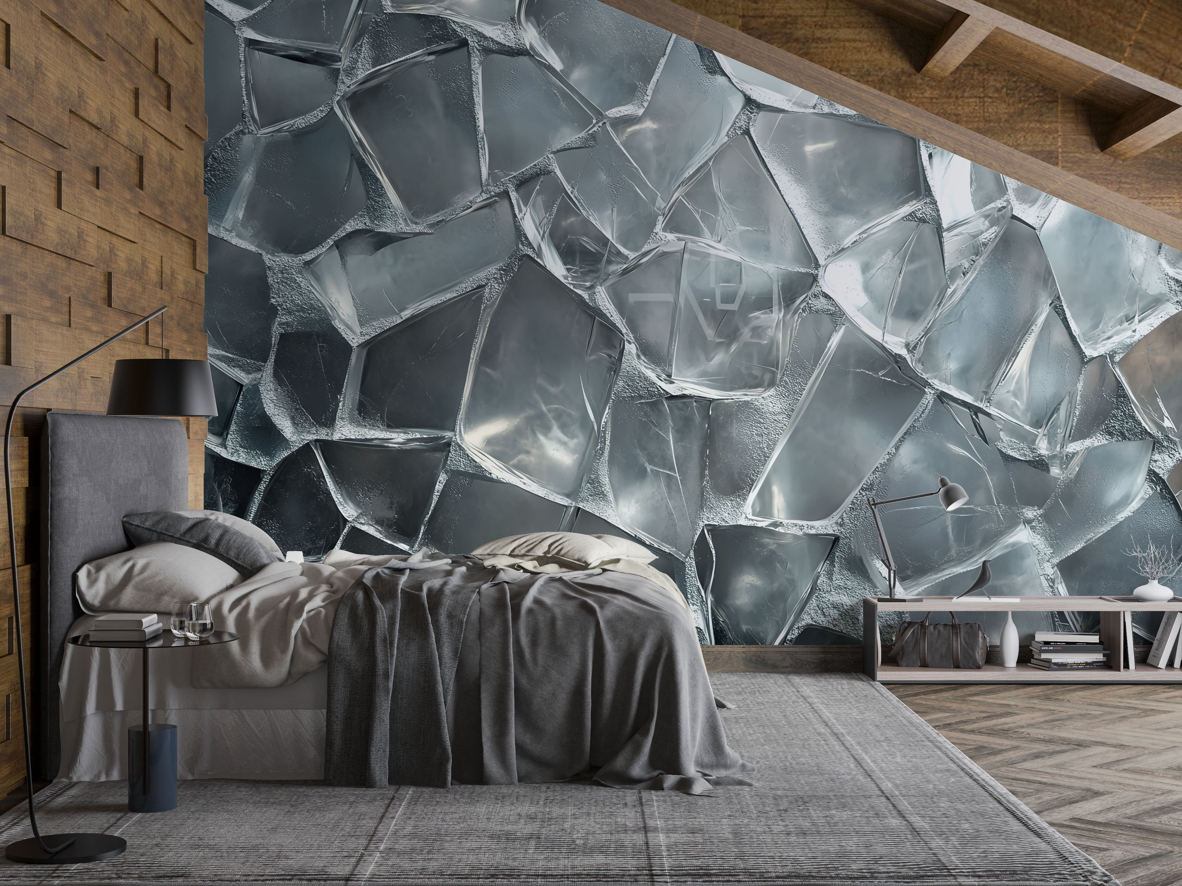 Orren Ellis 3D Ice Wall Mural For Bedroom, Cool Modern Wall Art ...