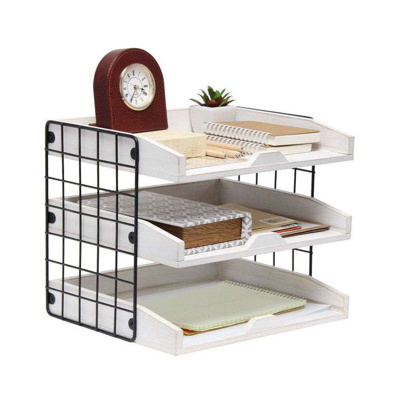 Gracie Oaks Derin Wood Paper Organizer & Reviews | Wayfair