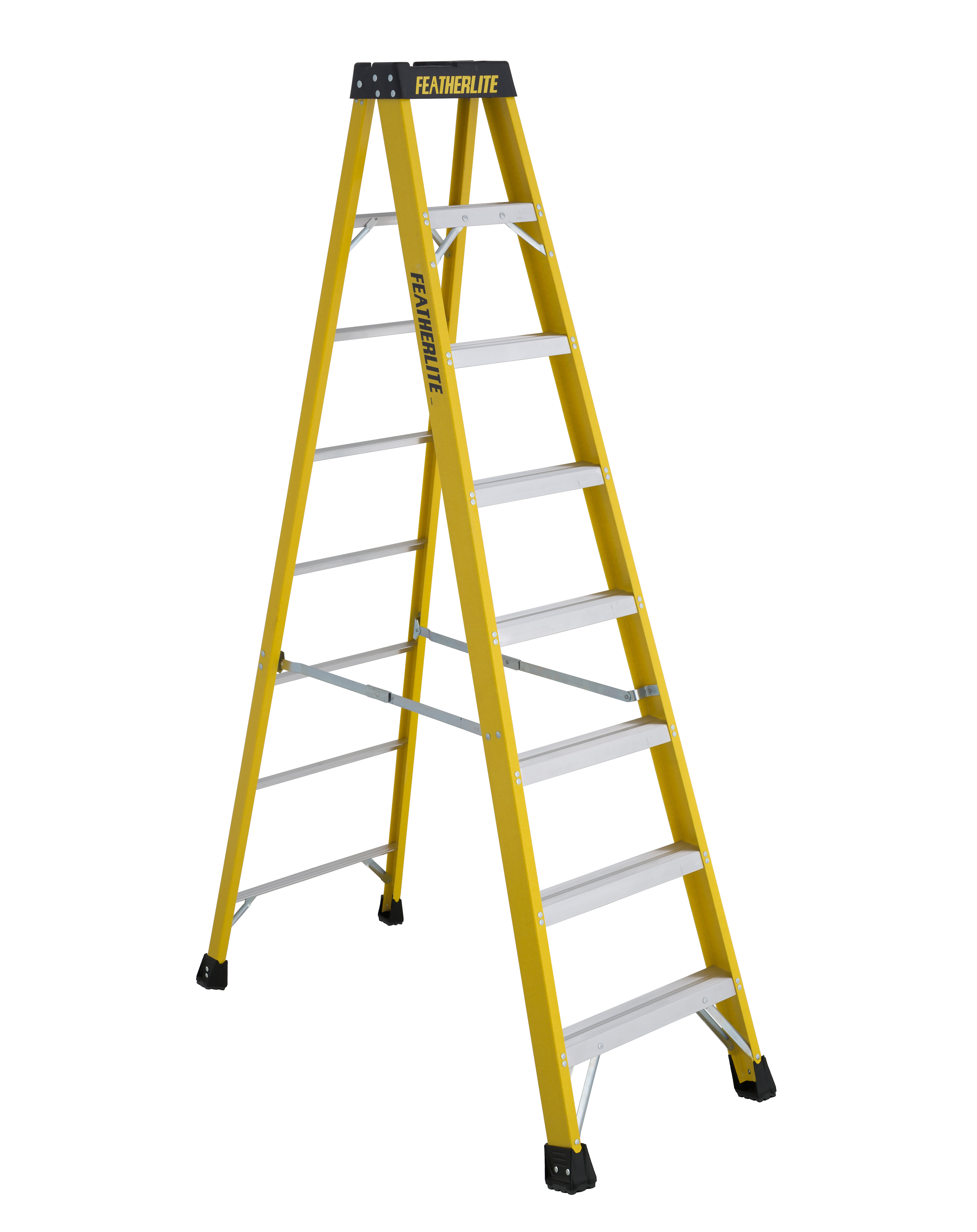 Featherlite 8 ft. Fiberglass Step Ladder with 300 lbs. Load Capacity ...