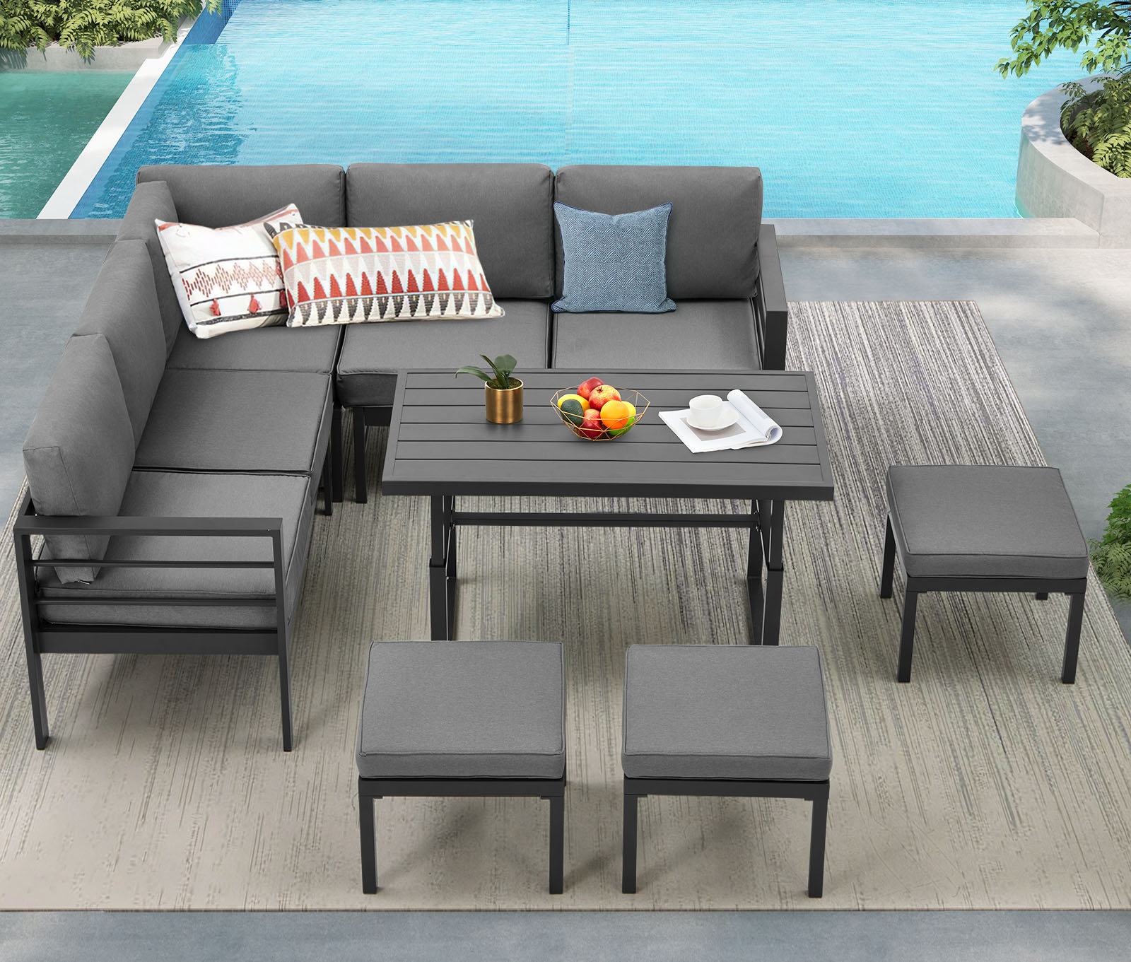 Wade Logan® Chappory 8 Person Outdoor Seating Group With Cushions ...