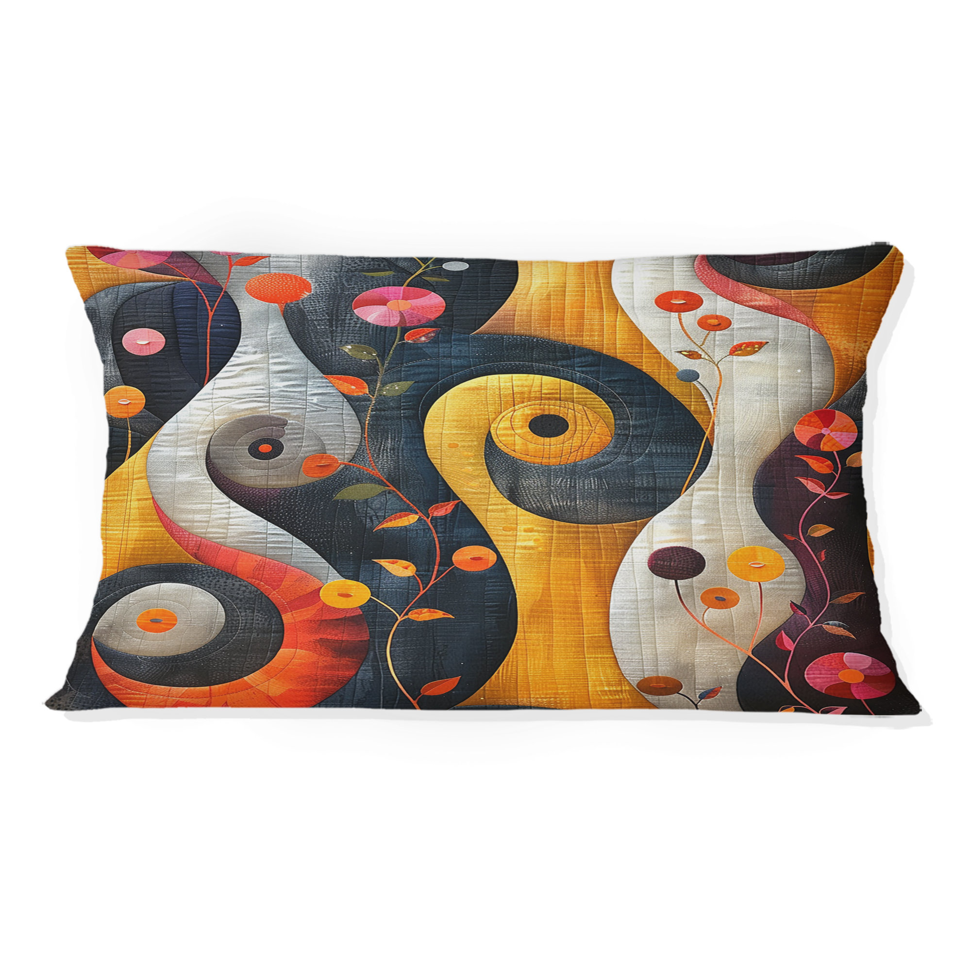 Design Art Orange Yellow Modern Geometric Shapes III - Modern Lumbar ...