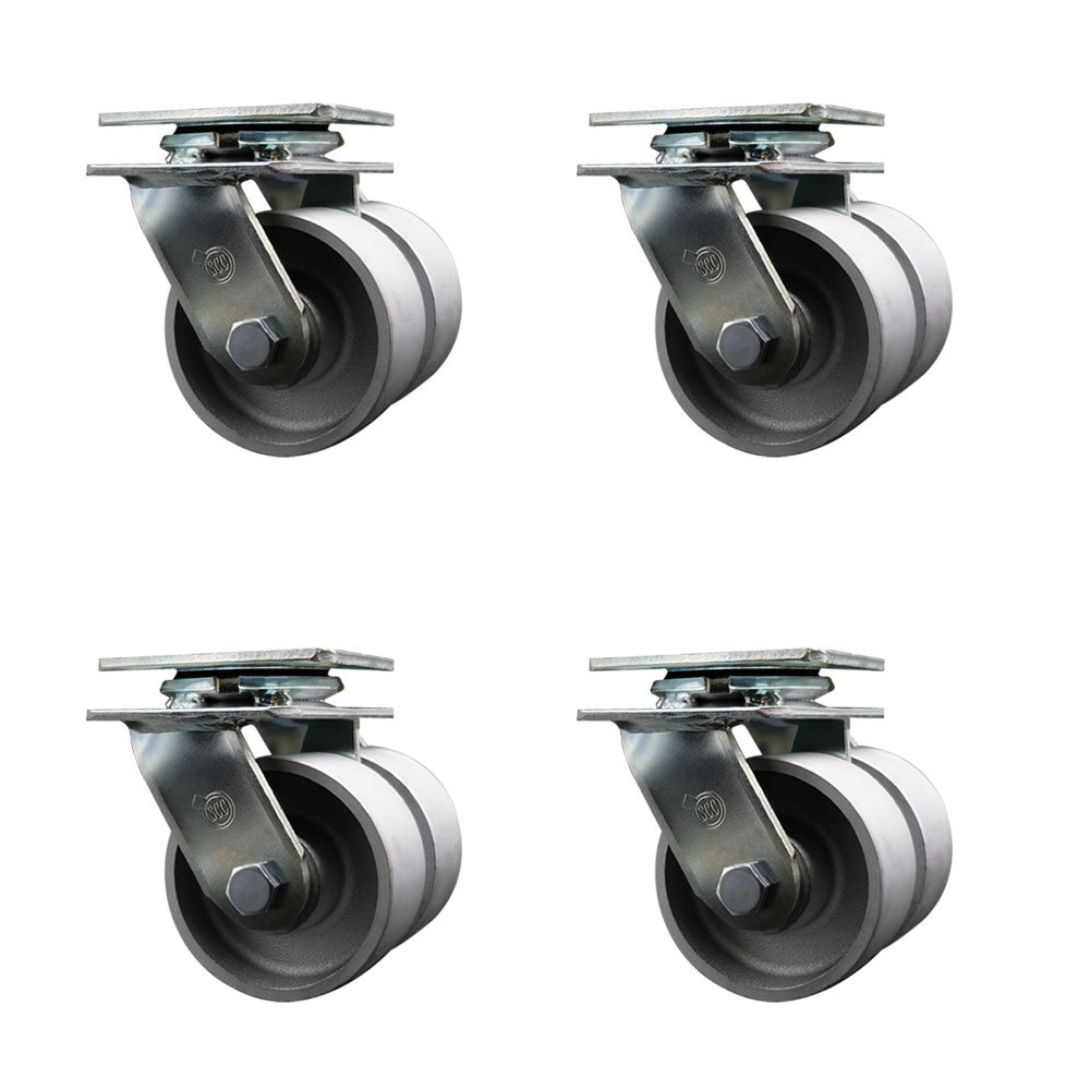Service Caster 4 Inch Dual Semi Steel Wheels Swivel Caster Set with ...