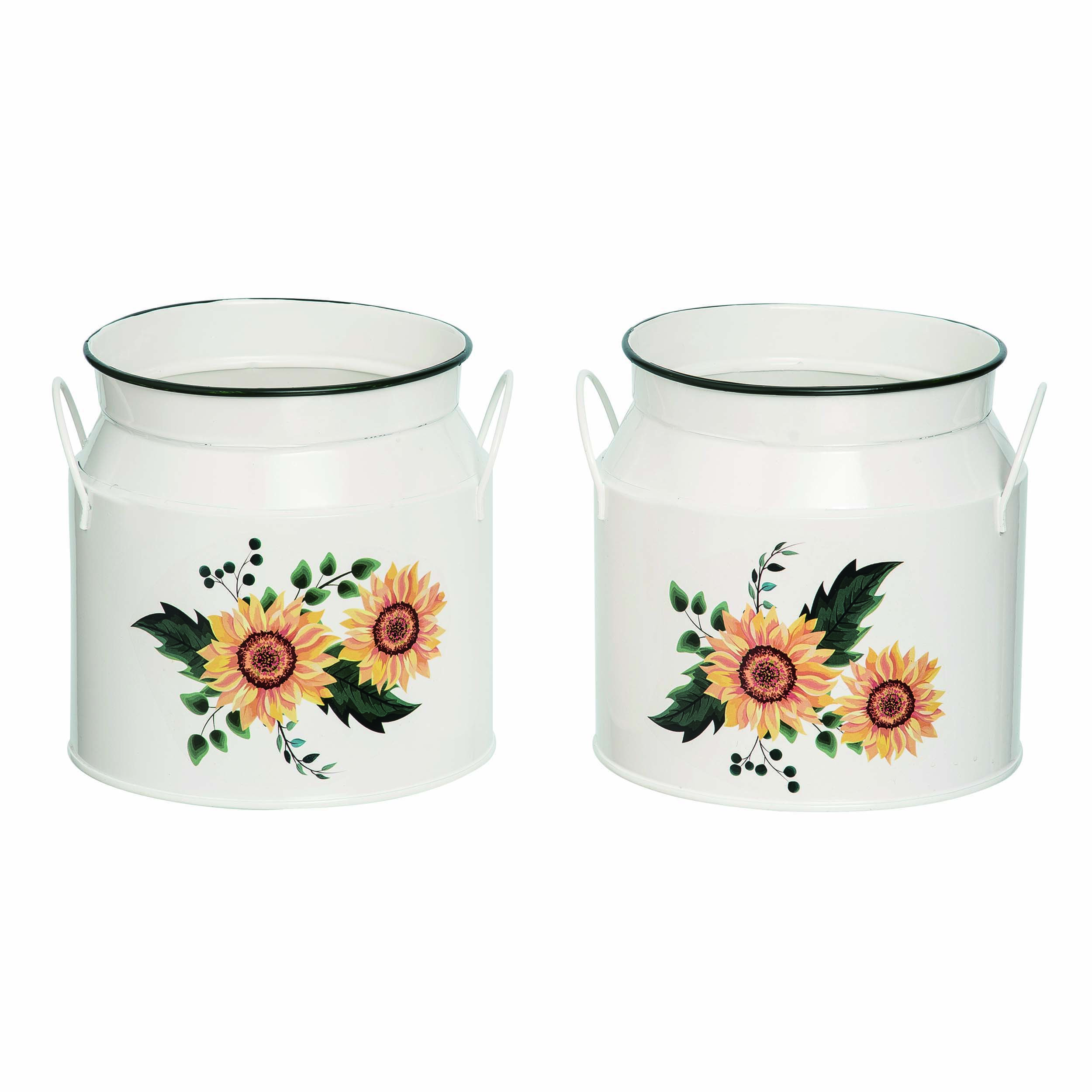 August Grove® Metal Sunflower Container Set of 2 Spring Home ...