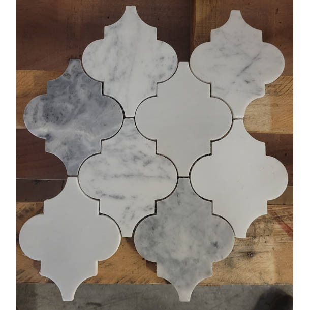 Mango Tile 10" x 11" Marble Arabesque Mosaic Wall & Floor Tile | Wayfair
