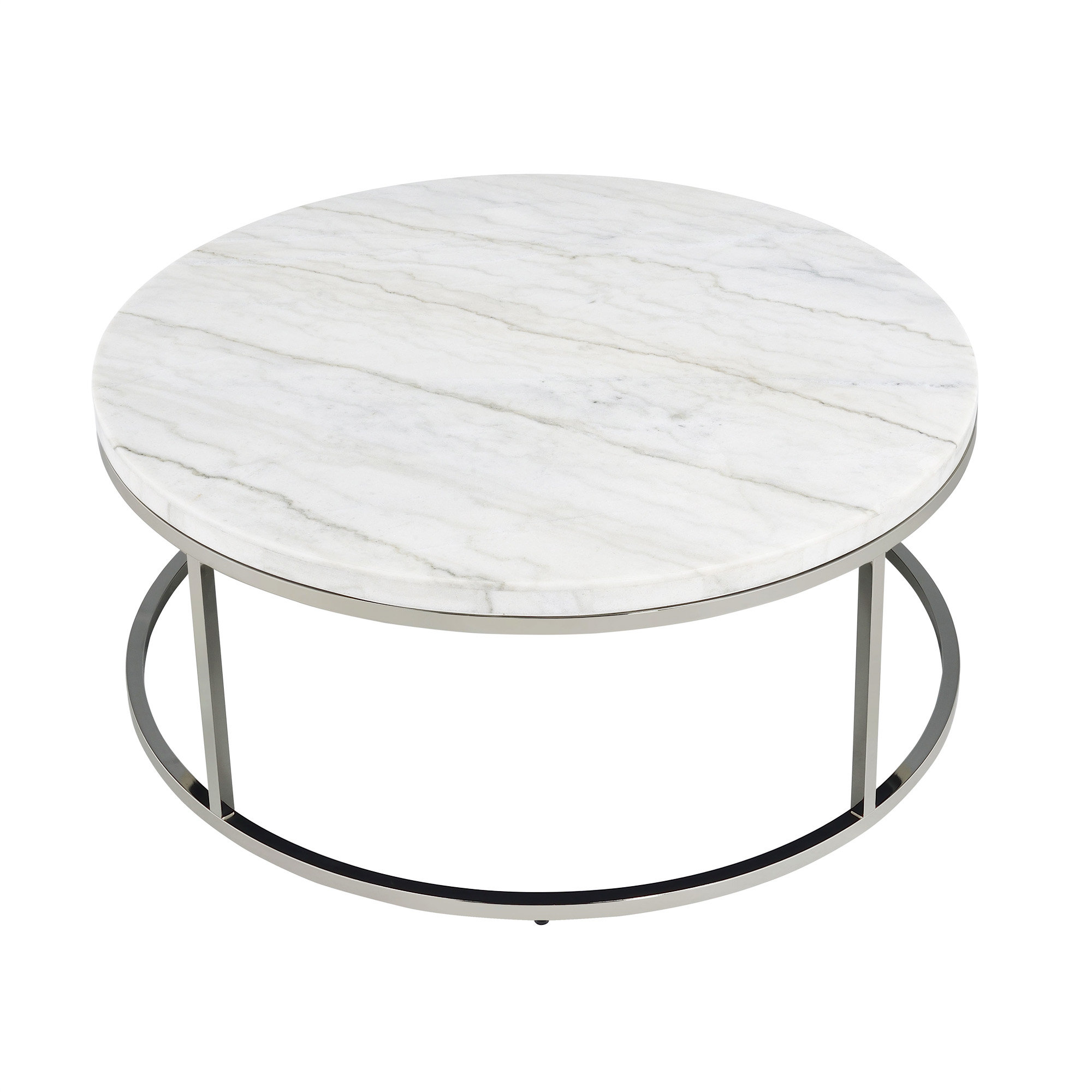 Wrought Studio™ Zaidee Mable Top & Nickel Coffee Table | Wayfair