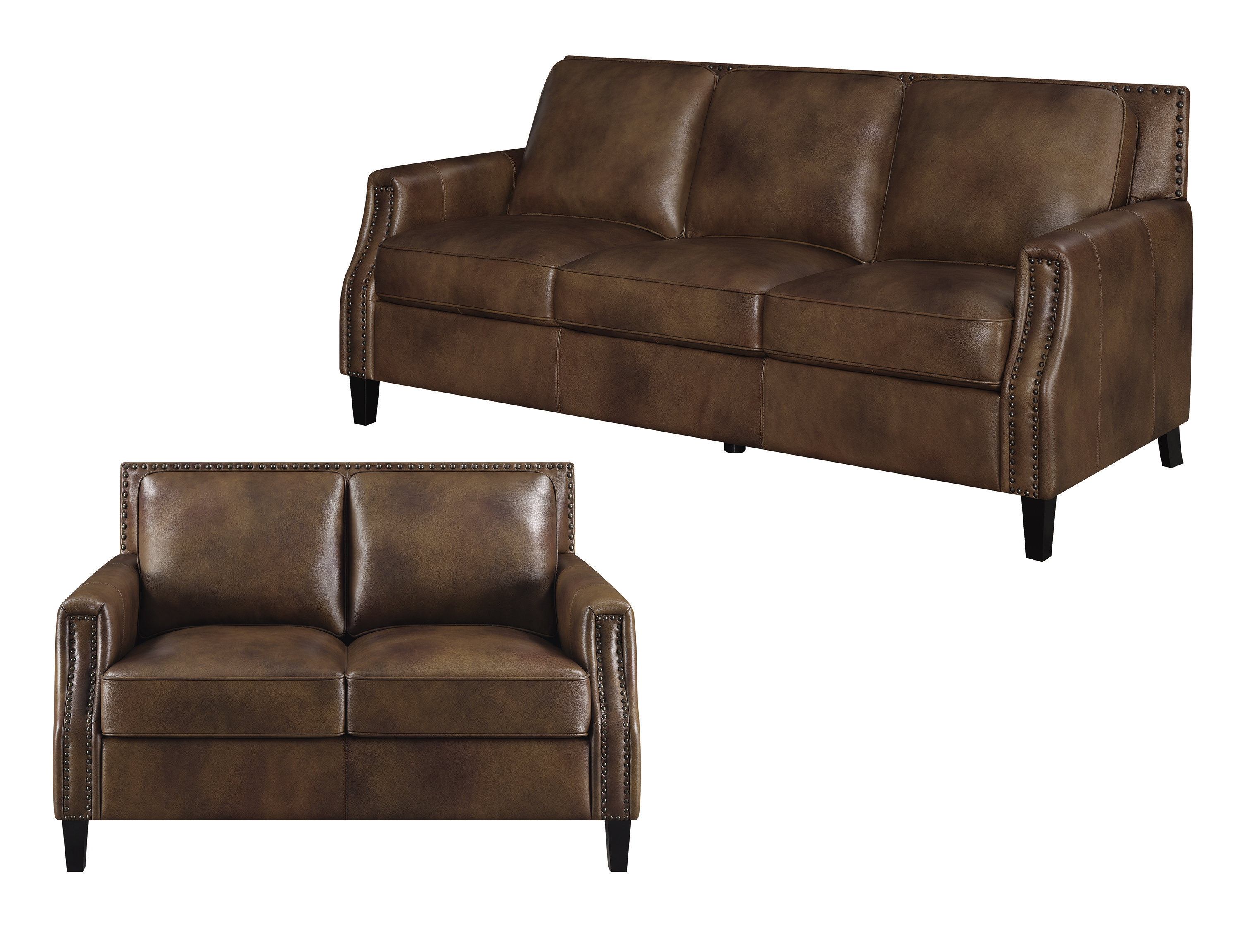 CDecor Home Furnishings Gunderson 2 Piece Genuine Leather Living Room ...