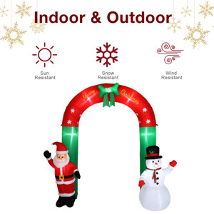 The Holiday Aisle® Tall Christmas Arch With Snowman And Santa ...
