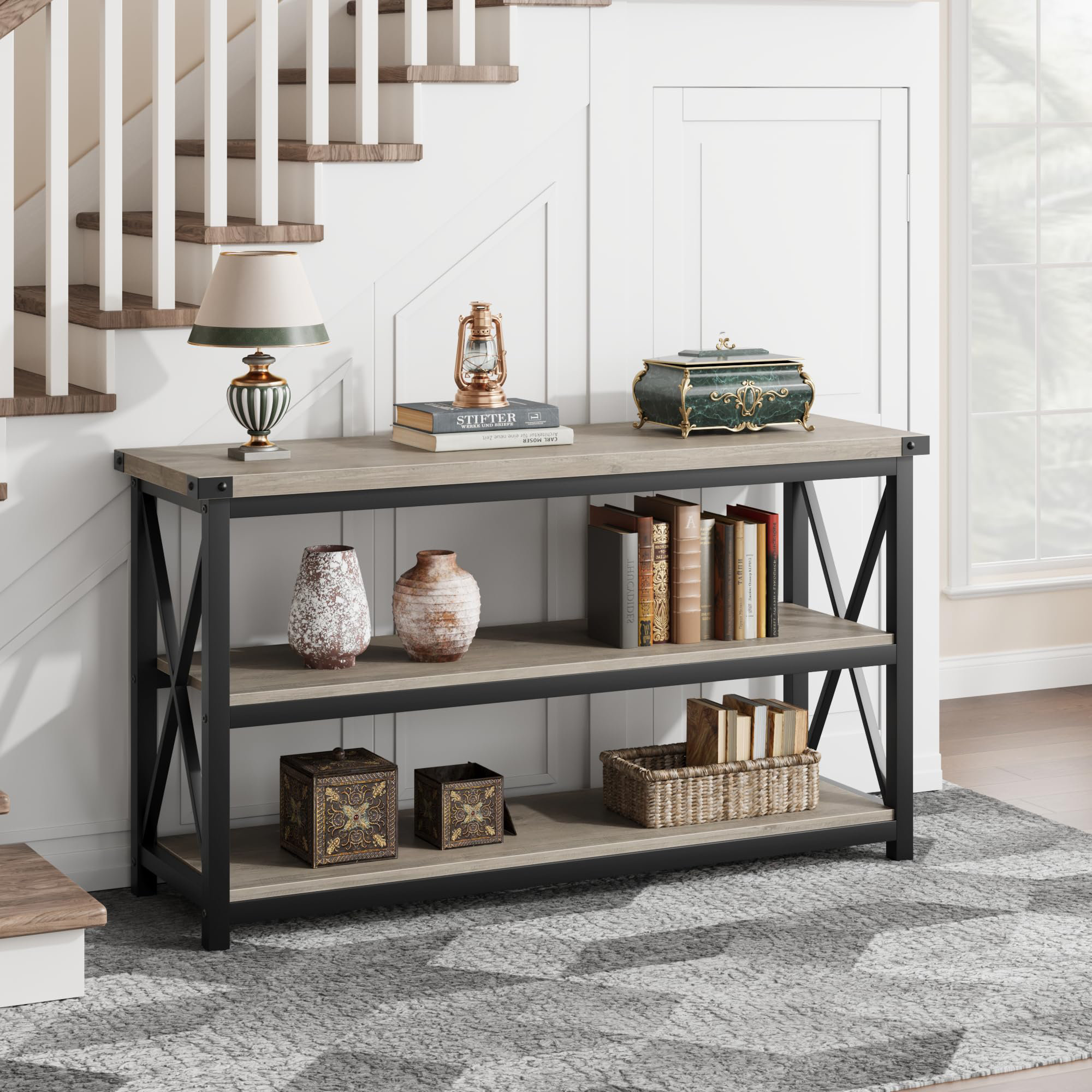 17 Stories 3 Tier Console Table, 47.2" Narrow Entryway Table With ...