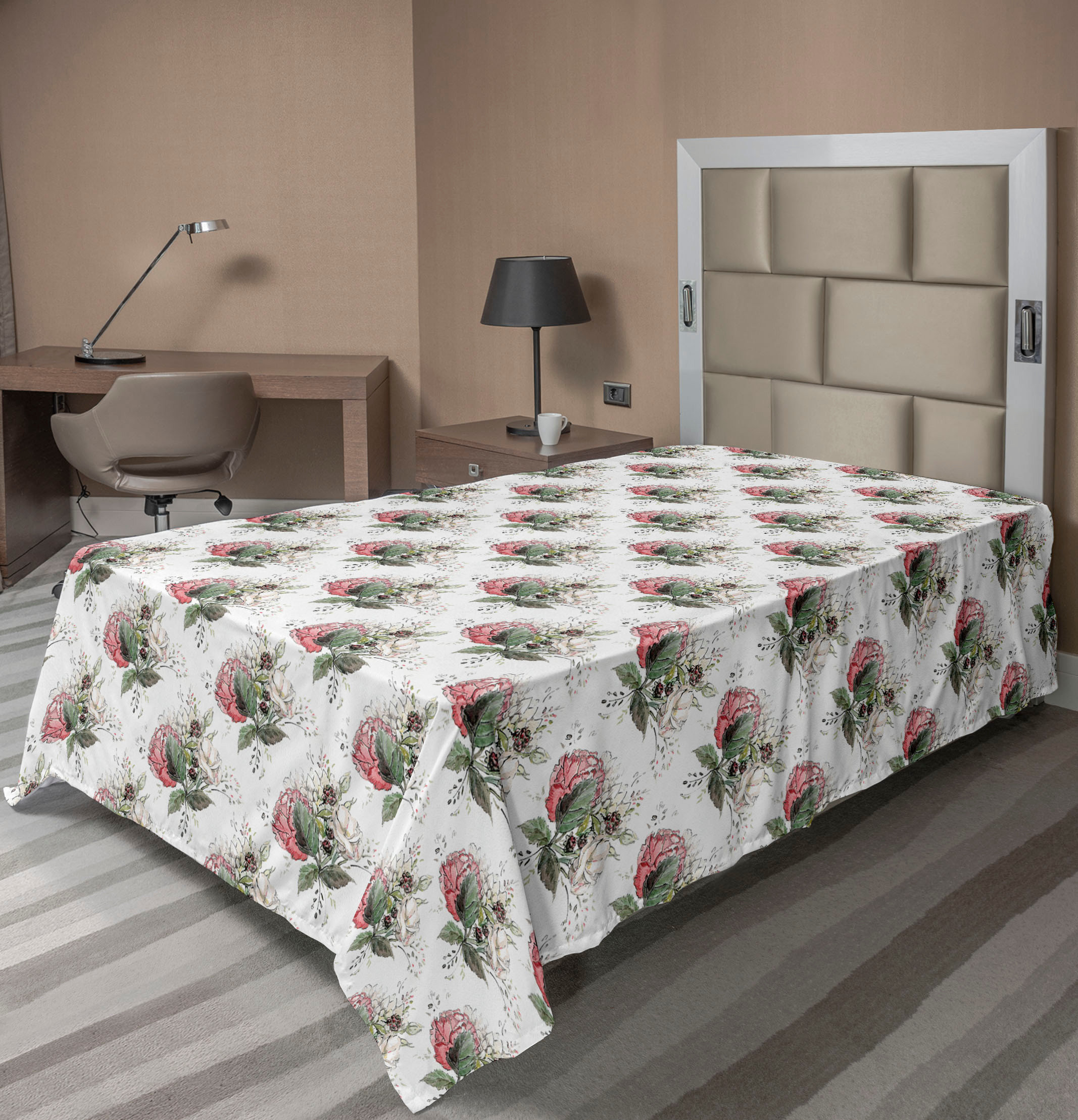 Ambesonne Floral Flat Sheet Arrangement of Roses Romance Size Ivory ...