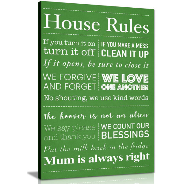 Maturi House Rules Canvas Pictures Quote Wall Art Print For Living Room ...