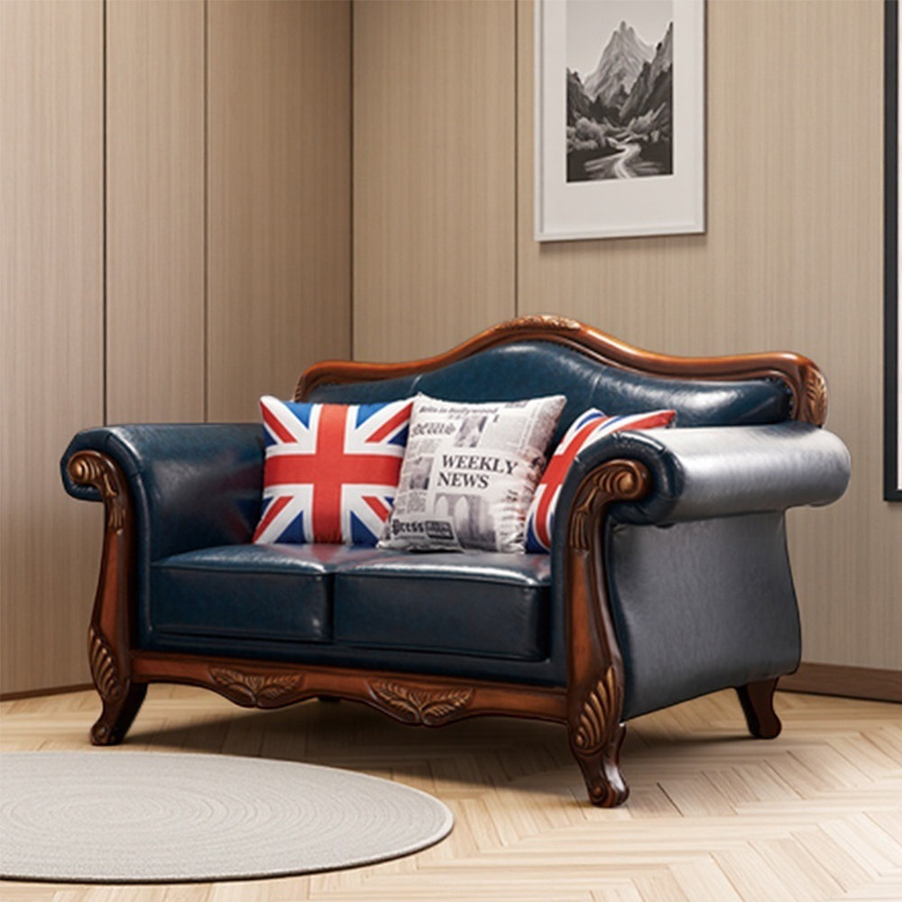 Laouteu Ornately Carved Leather Sofa | Wayfair