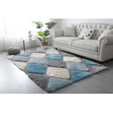 Latitude Run® Corey-Leigh Geometric Shag Orange/Red/Black Area Rug ...