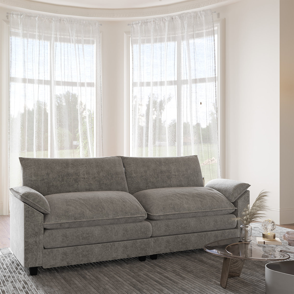 Ebern Designs 83.5" Chenille Modern Sectional Couch Sofas for Living ...