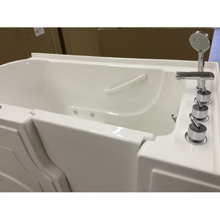 HealthSmart Walk-In Air Jet Acrylic Bathtub with Right Door and Faucet ...
