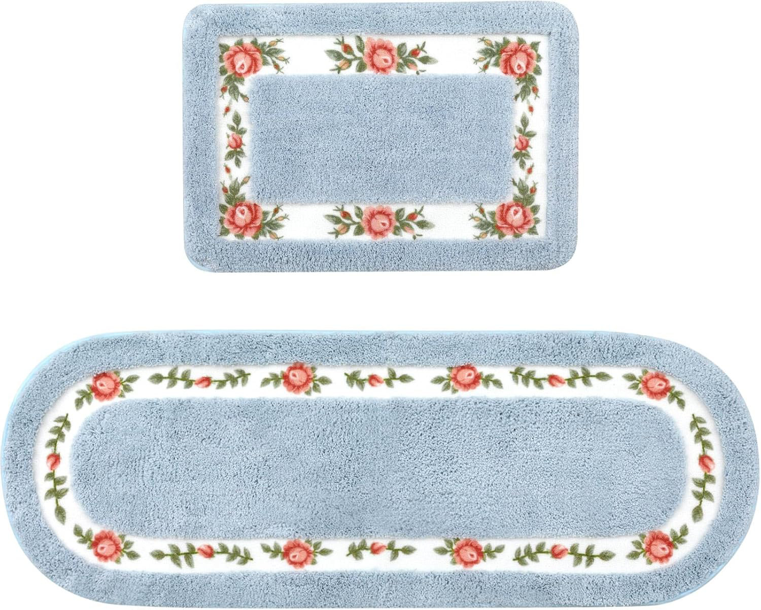 Red Barrel Studio® 2 Pcs Rose Flowers Bathroom Rugs Set Coquette Room ...