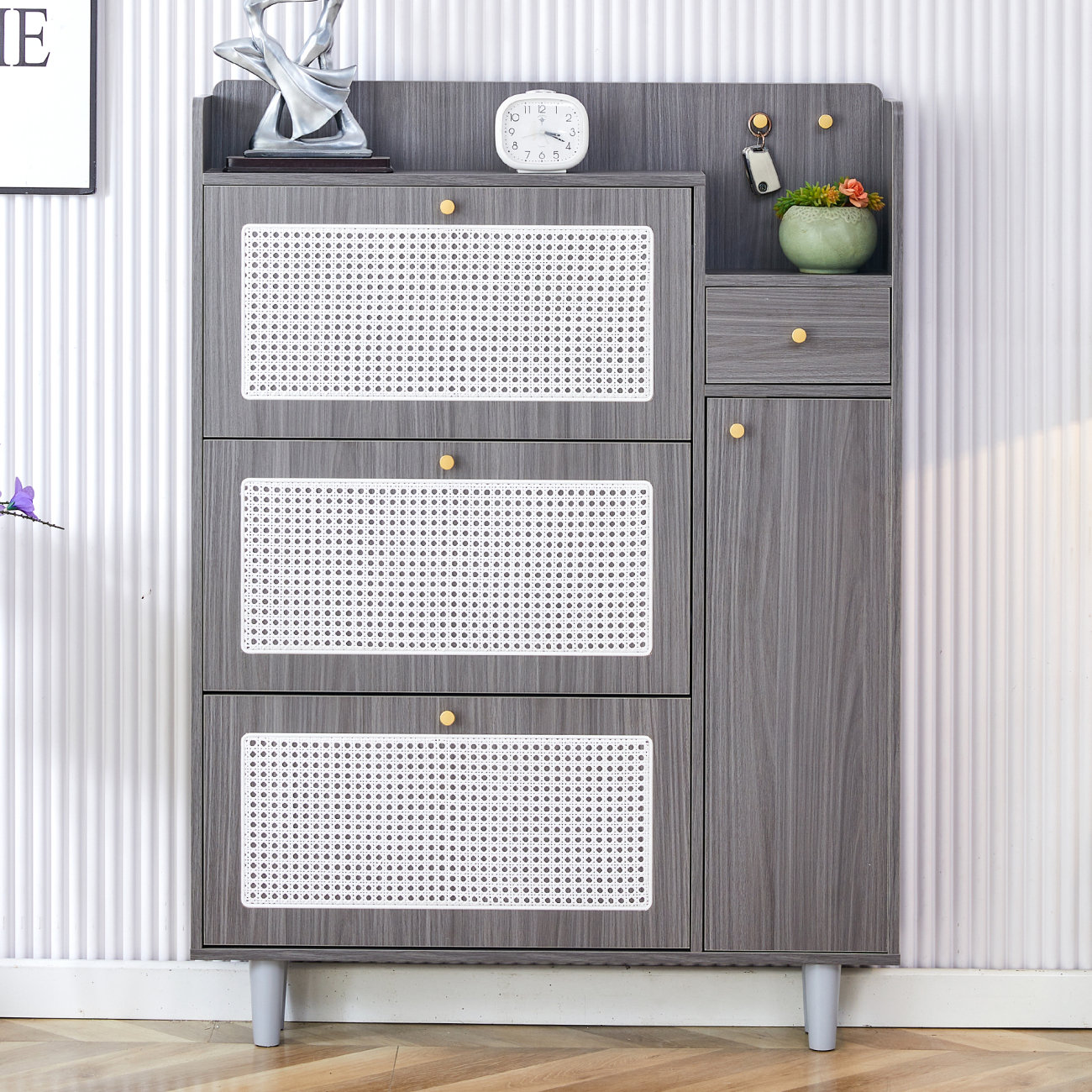 Bay Isle Home™ Modern Minimalist Storage Cabinet Rattan Shoe Cabinet ...