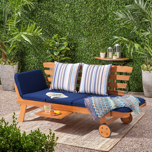 Winston Porter 75.2’’ Acacia Outdoor Foldable Patio Daybed With ...