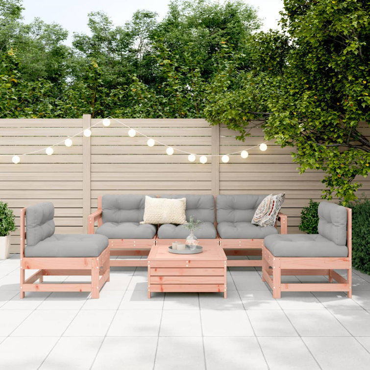 Lily Manor 6 Piece Garden Sofa Set Solid Wood Pine | Wayfair.co.uk
