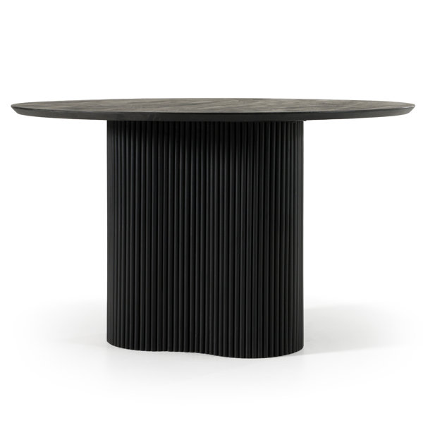 Ivy Bronx Myra - Modern Black Wood Round Dining Table | Wayfair