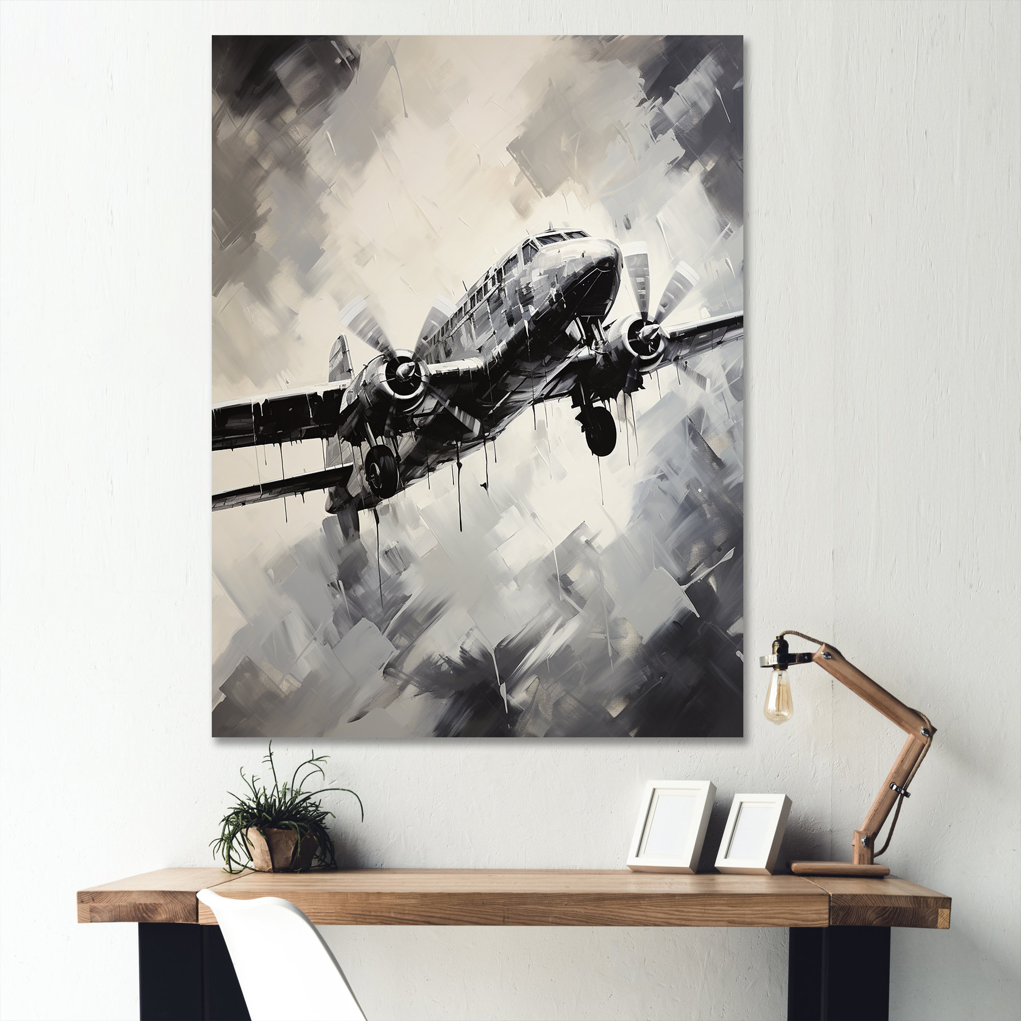 Ivy Bronx Monochromatic Plane Soaring I - Plane Wall Art Living Room ...