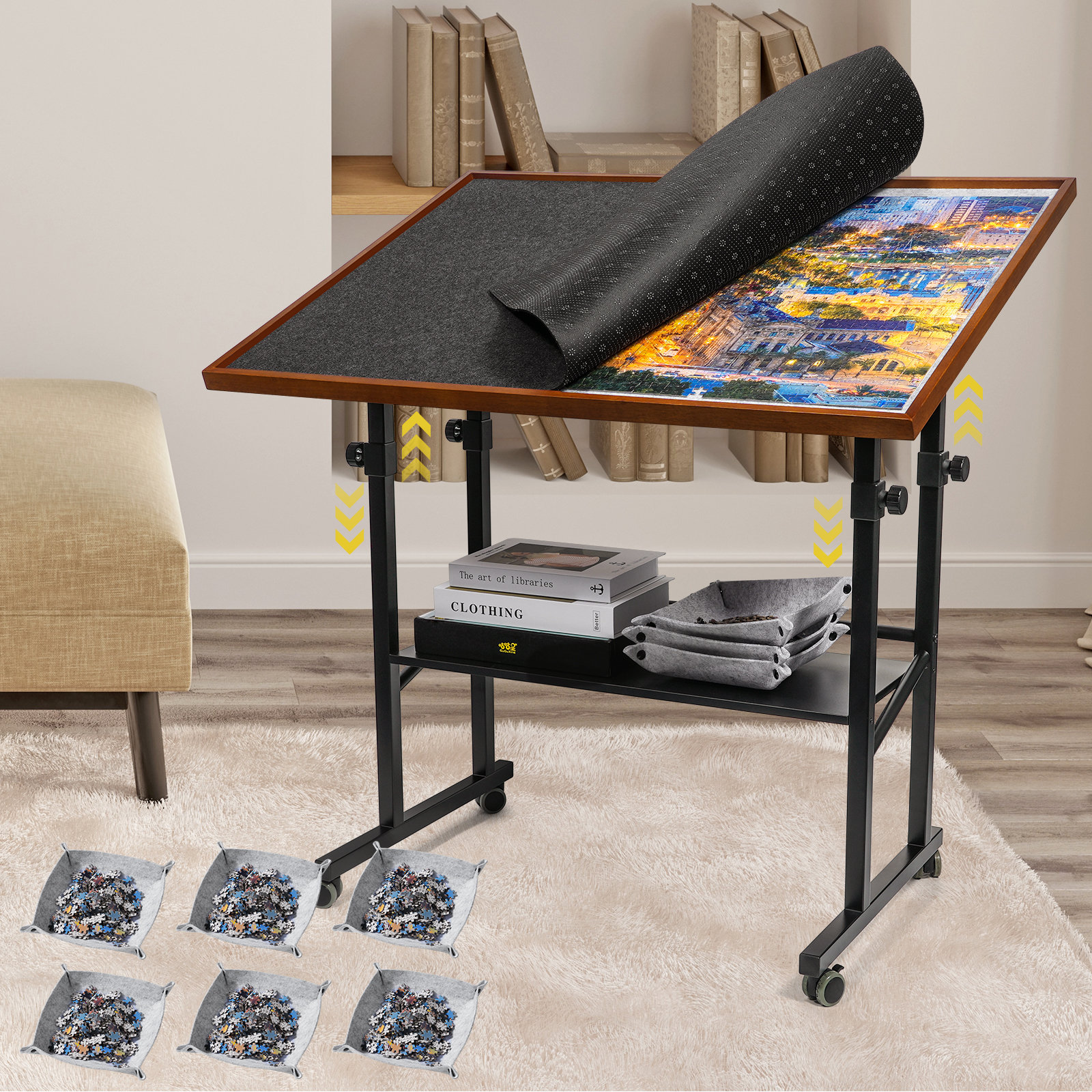 Ikkle Jigsaw Puzzle Table with Legs, Puzzle Board with 10-Tilting-Angle ...
