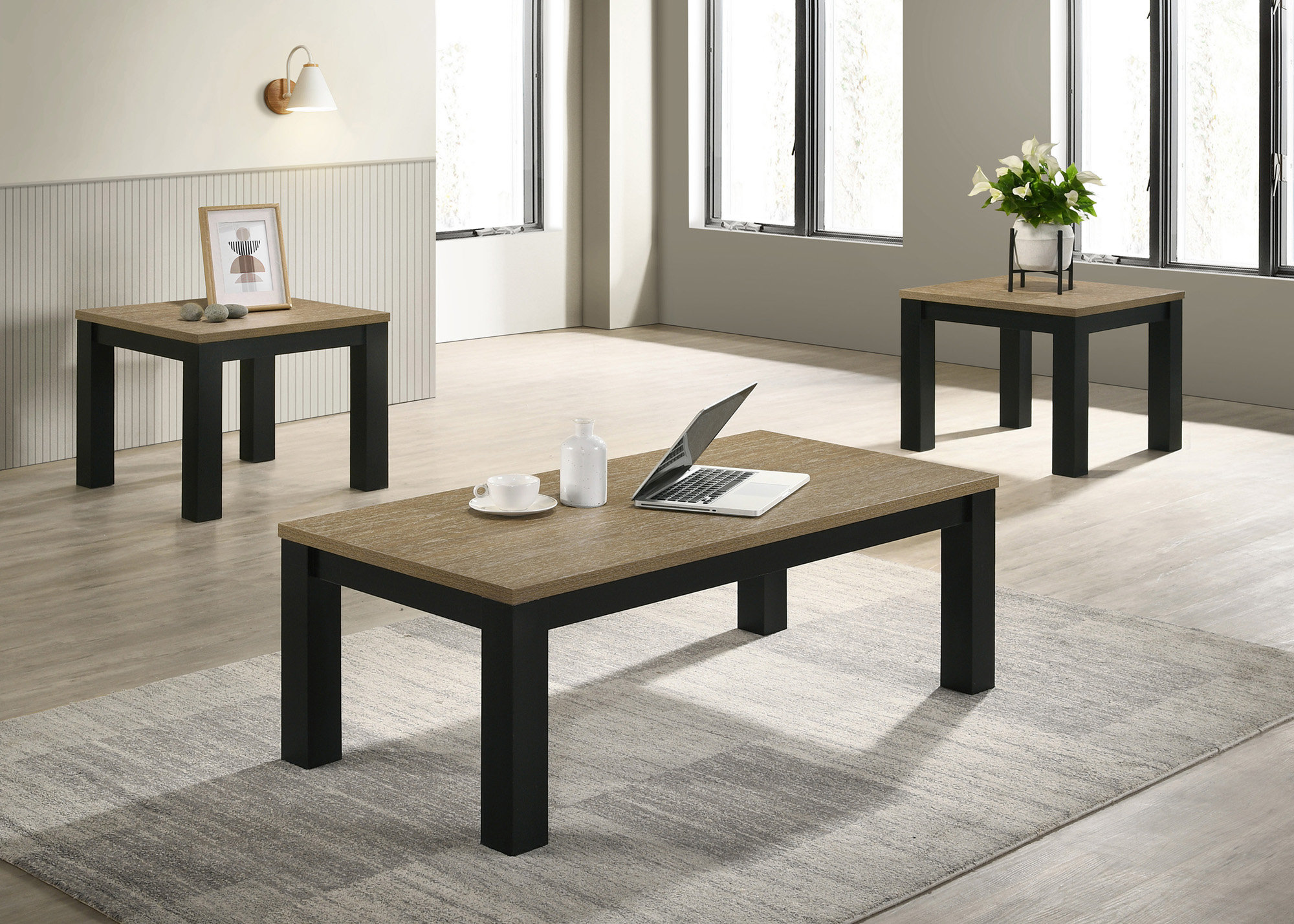 Corrigan Studio 3-Piece Living Room Table Set Table Top Cocktail Table ...