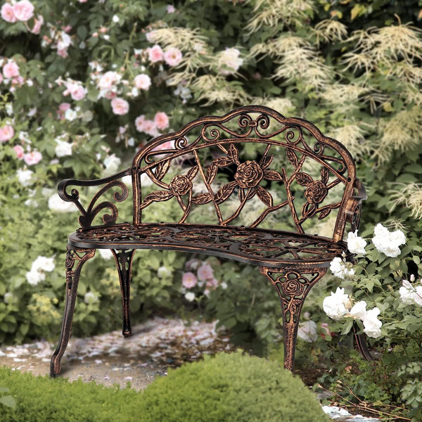 Astoria Grand Patio Park Garden Outdoor Metal Rose Bench - Wayfair Canada