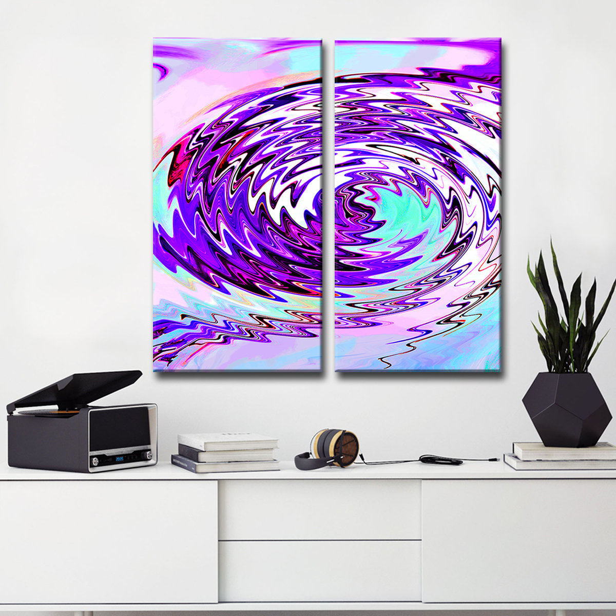 Ebern Designs 'Opalescent Abstract III' - 2 Piece Wrapped Canvas ...